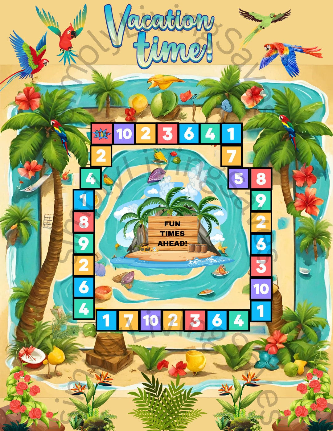 Cute Tropical Island Themed Boardgame Savings Challenge - Etsy