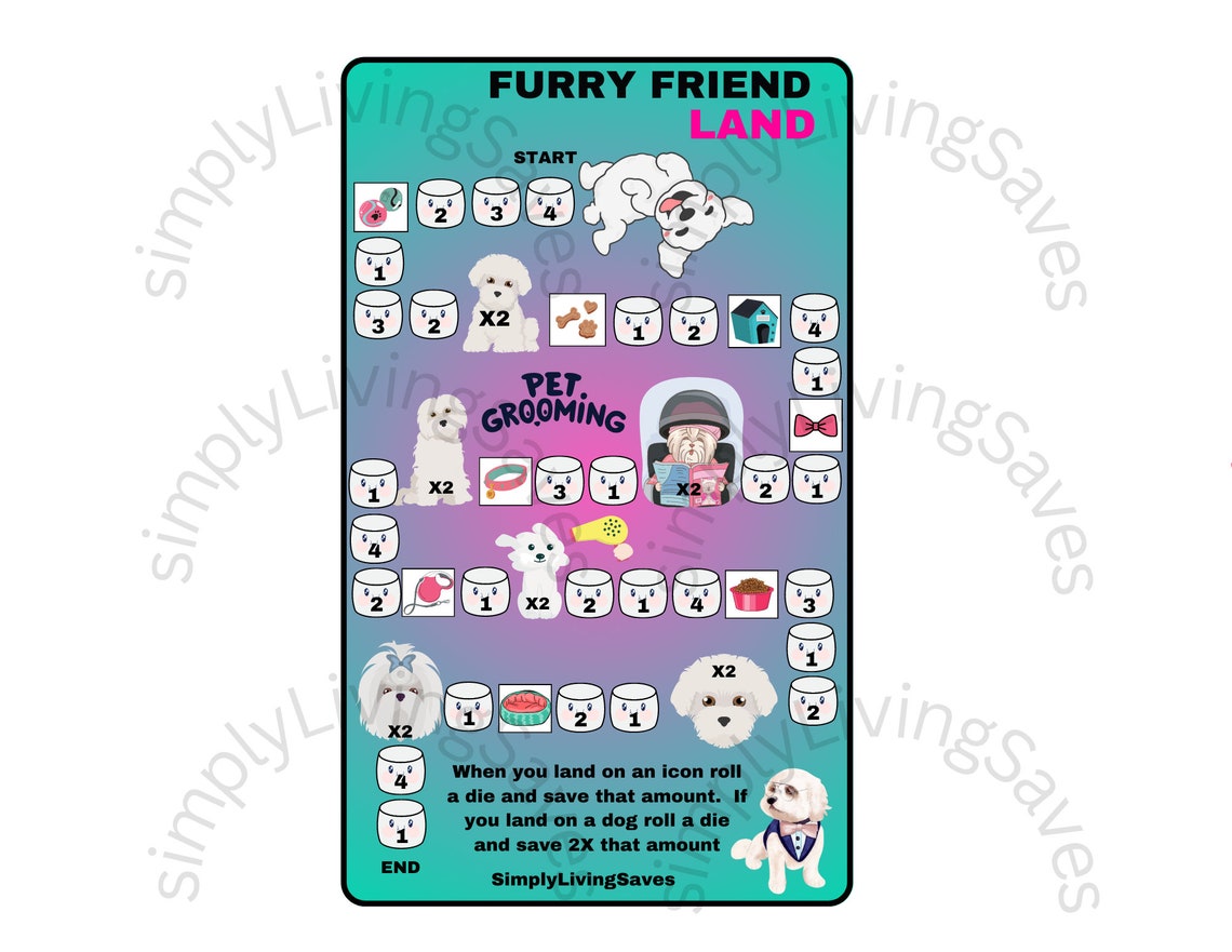 Cute Dog Themed A5 Game Board Savings Challenge - Etsy