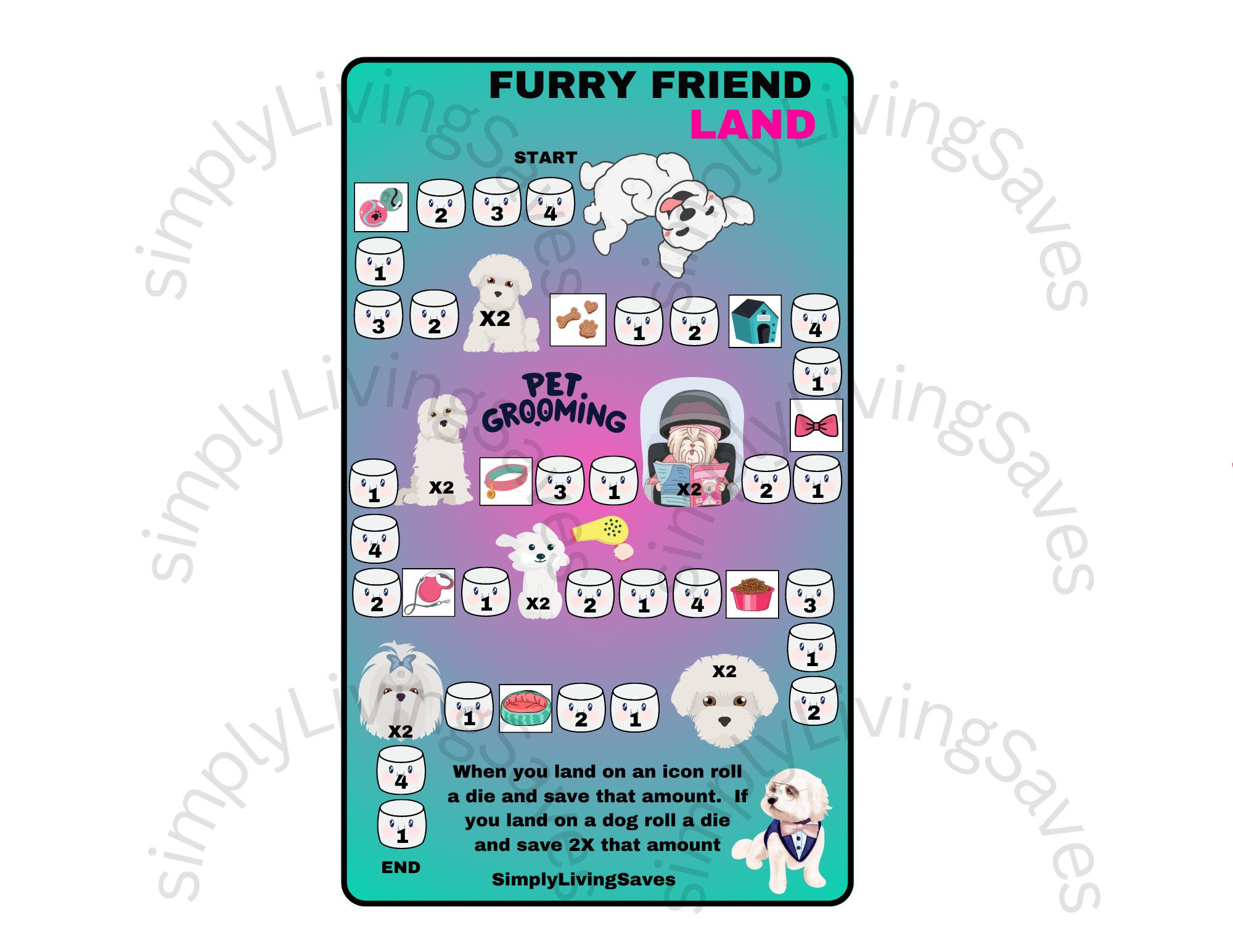 Cute Dog Themed A5 Game Board Savings Challenge - Etsy