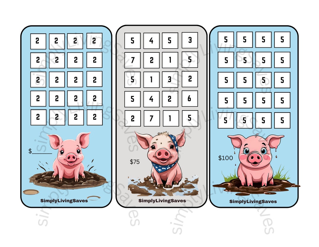 Cute A6 Muddy Pig Savings Challenge Set of 6 - Etsy