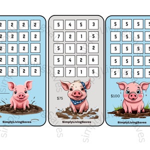 Cute A6 Muddy Pig Savings Challenge Set of 6 - Etsy