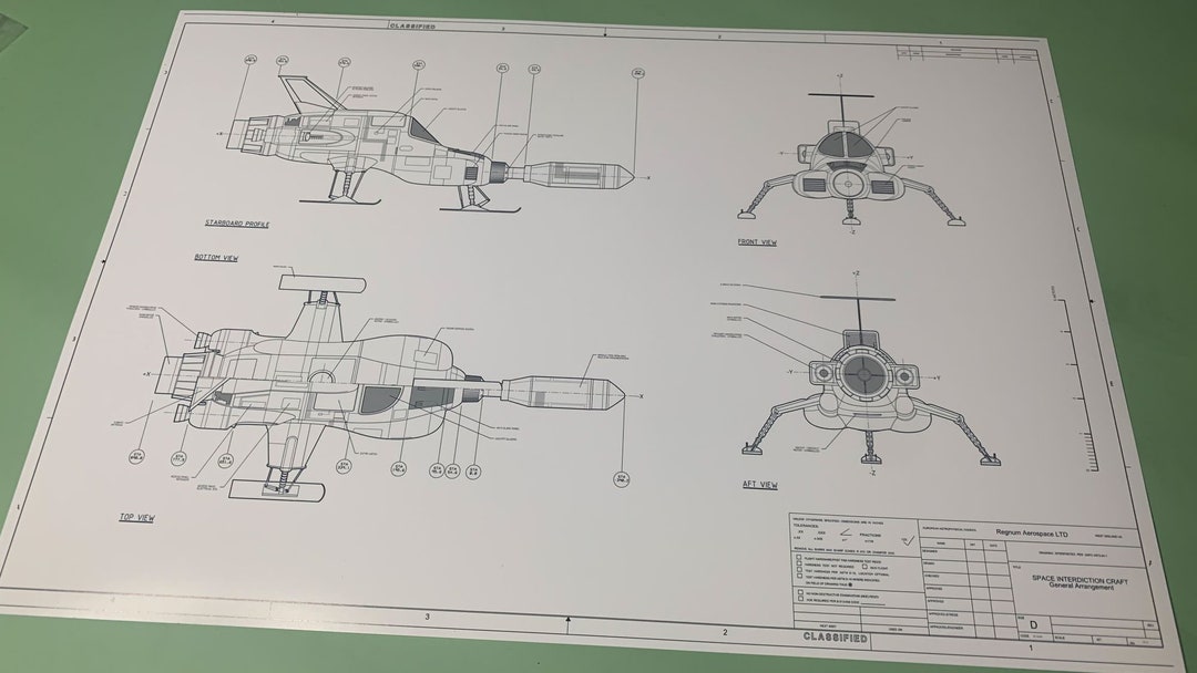 Large Blueprint of SHADO Interceptor From the Gerry Anderson Television ...