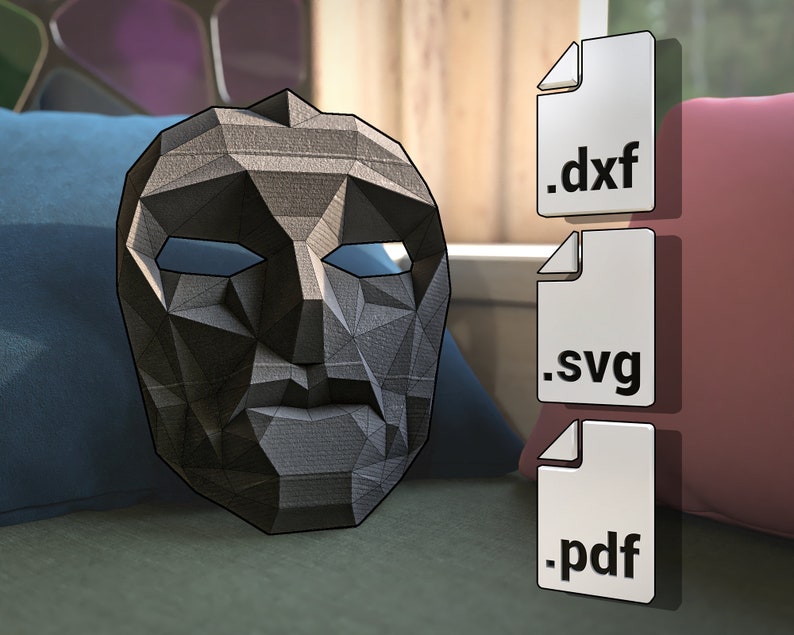 Squid Game Front Man Mask: Low Poly Papercraft Template (PDF, SVG, DXF ...