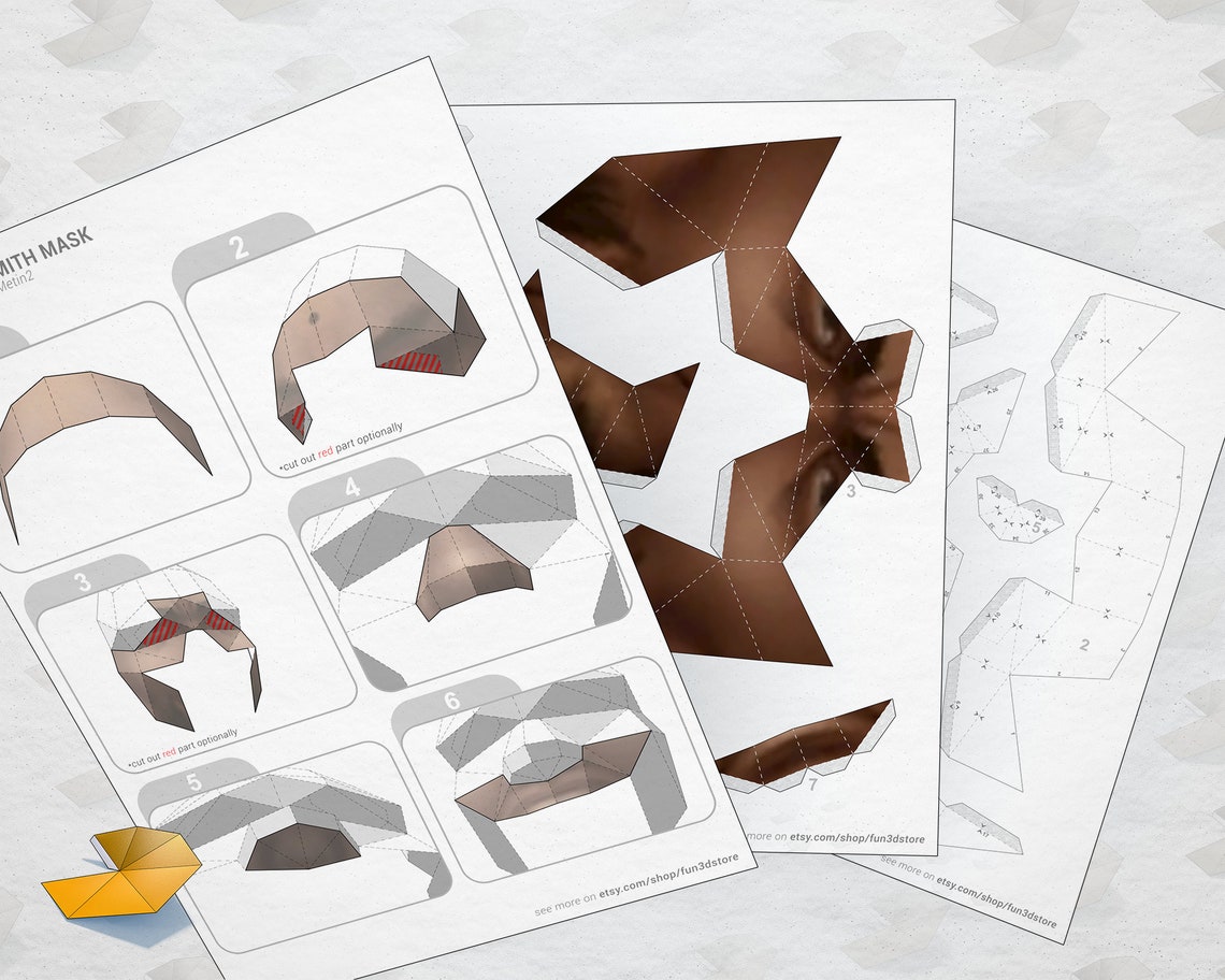 Blacksmith Mask From Metin2, Low Poly Papercraft Template - PDF, SVG ...