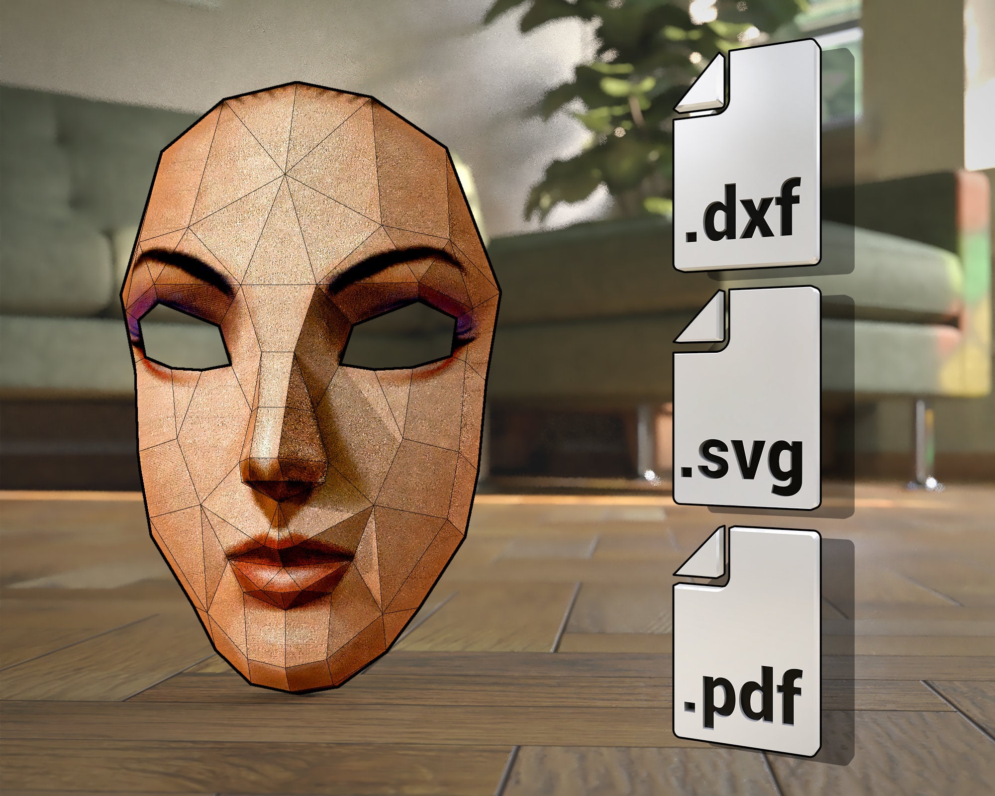 Shaman Mask From Metin2, Low Poly Papercraft Template - PDF, SVG, DXF ...