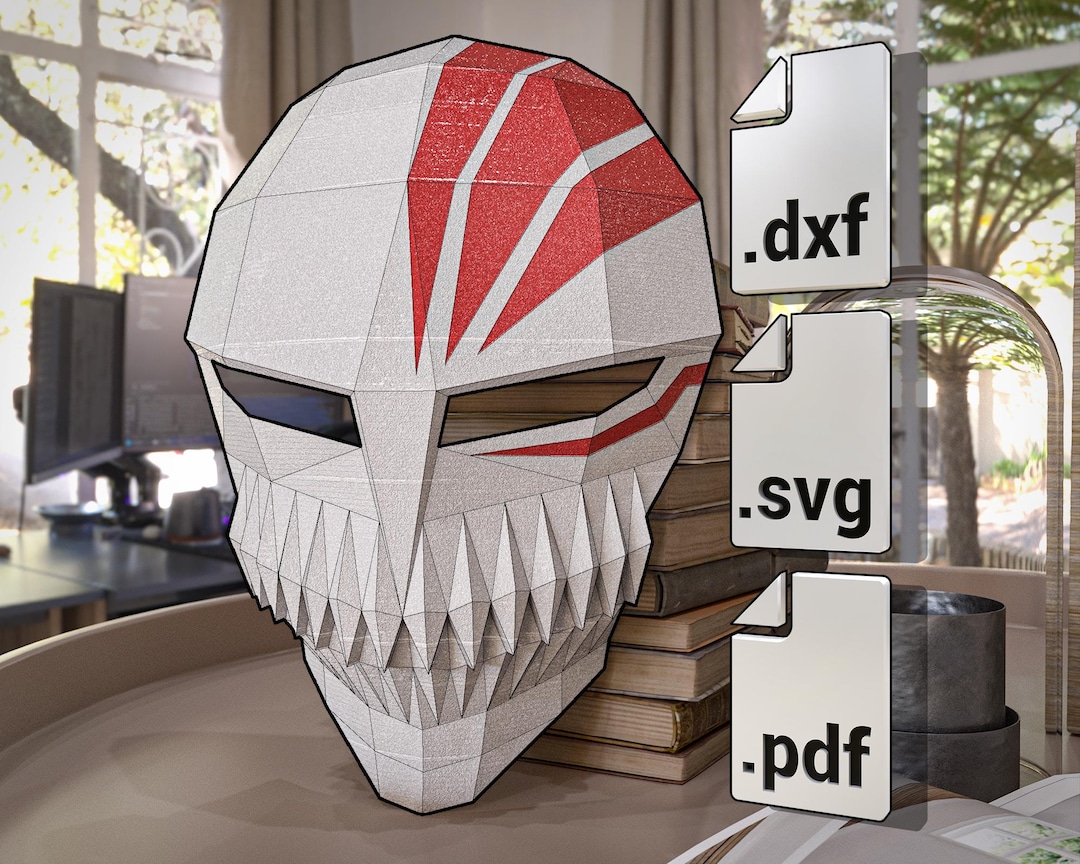 Ichigo Hollow Mask From Bleach Low Poly Papercraft Template - PDF, SVG, DXF Files to Download ...