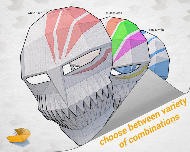 Ichigo Hollow Mask From Bleach Low Poly Papercraft Template - PDF, SVG ...