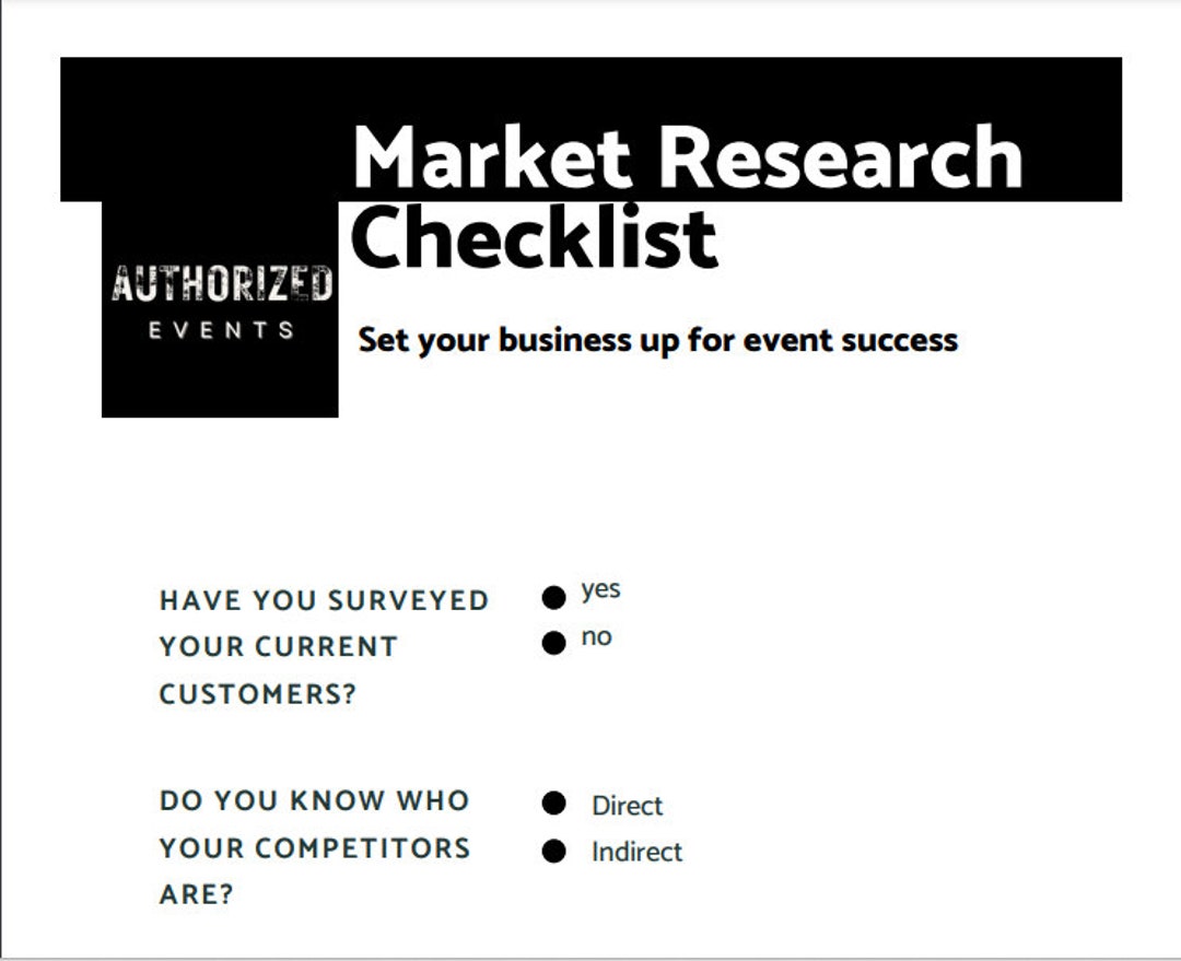 Market Research Checklist - Events - Etsy