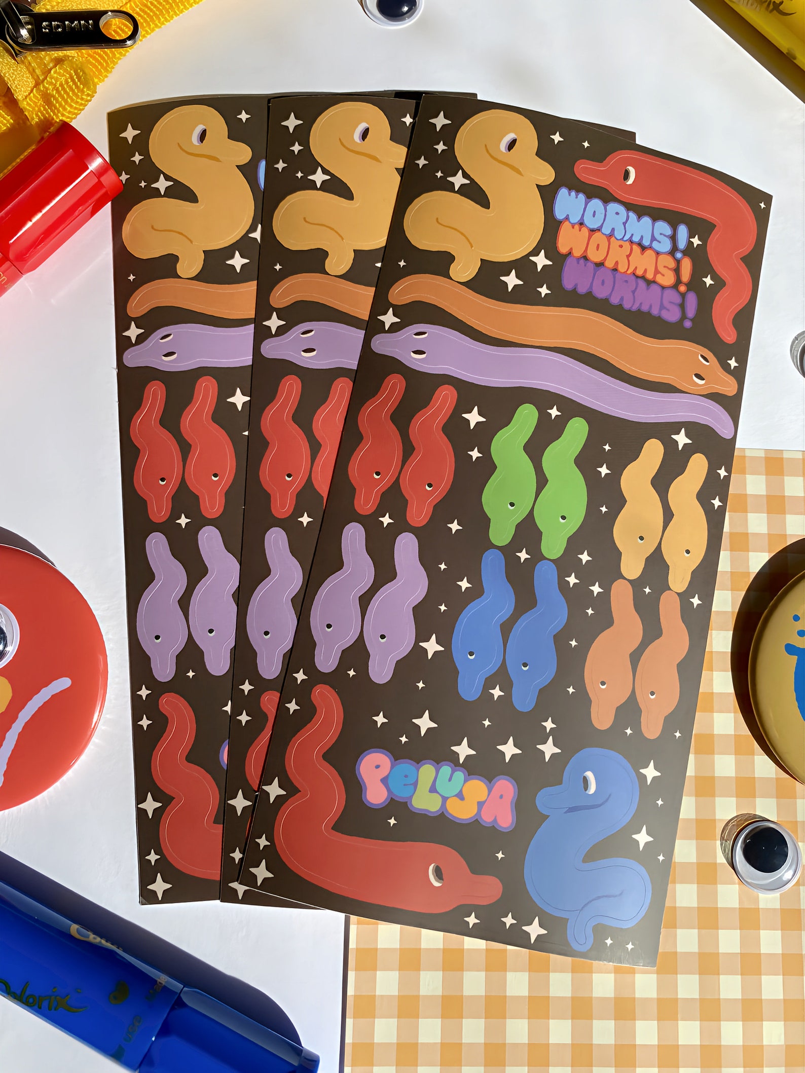 Deco Planner Stickers | Worm on a String | Funny Stickers - Etsy