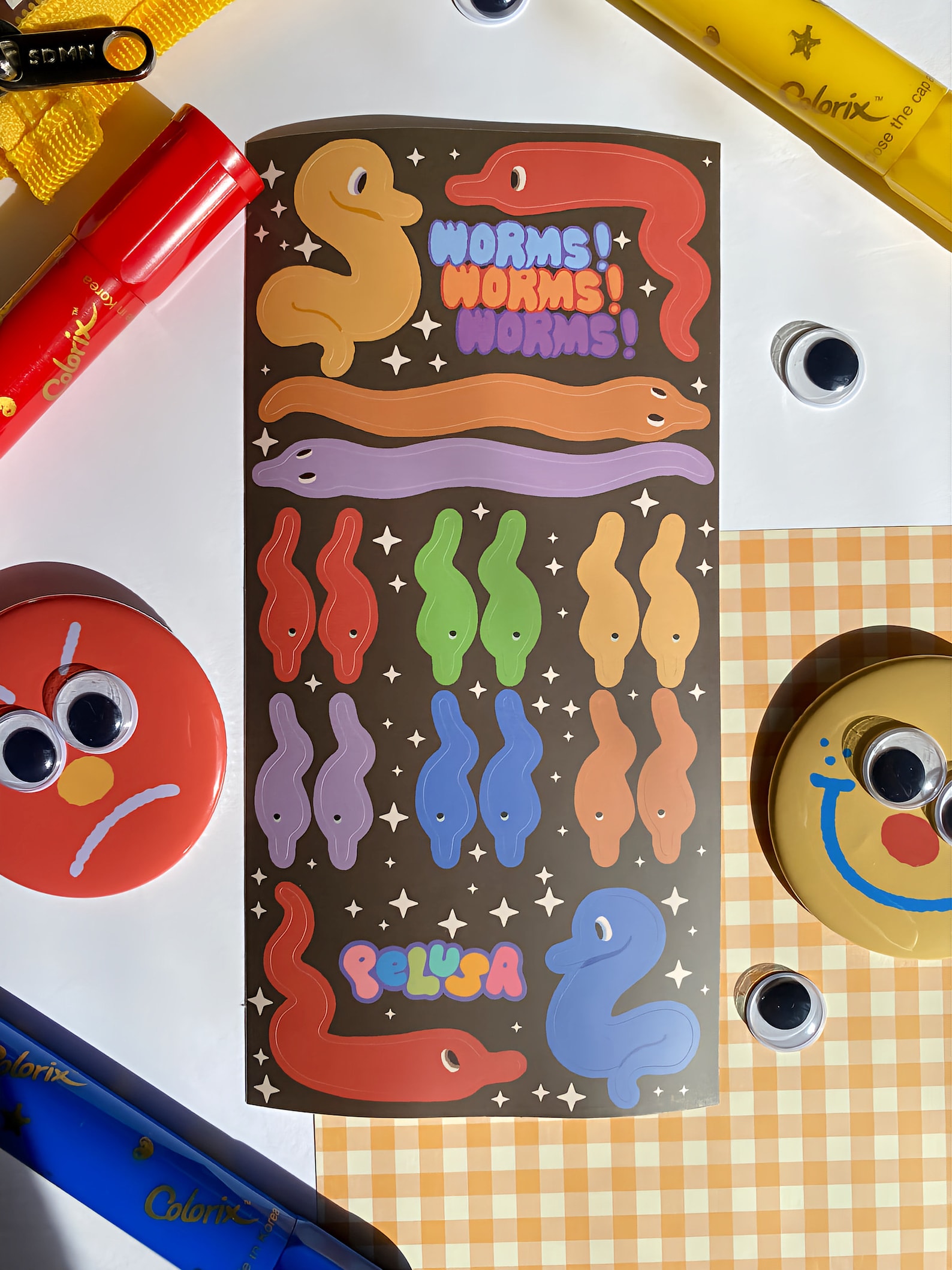 Deco Planner Stickers | Worm on a String | Funny Stickers - Etsy