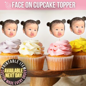 Face Cupcake Topper, Custom Cupcake Toppers, DIY Cupcake Topper, 1st ...