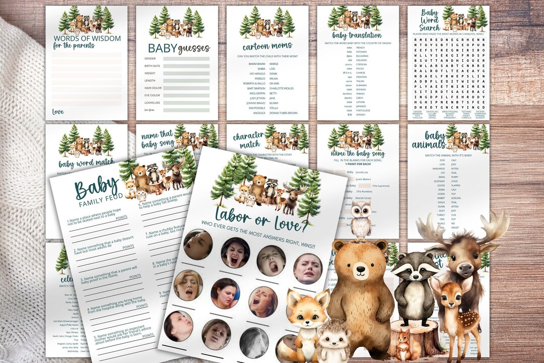 Forest Animal Game Bundle Template | Cute Baby Animals Games Set for ...