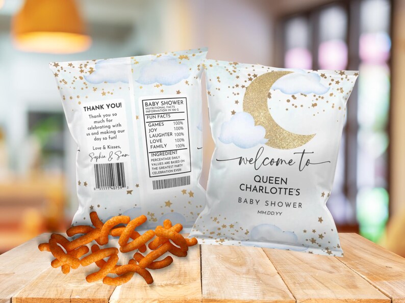 Editable Over the Moon Chip Bag Template, Baby Shower Favor (digital ...
