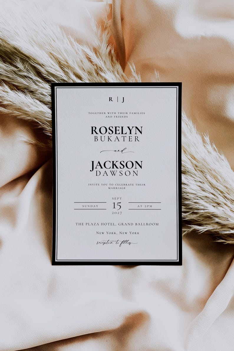 Editable Classic Old Money Wedding Invite Template Set, Qr Code, Canva ...