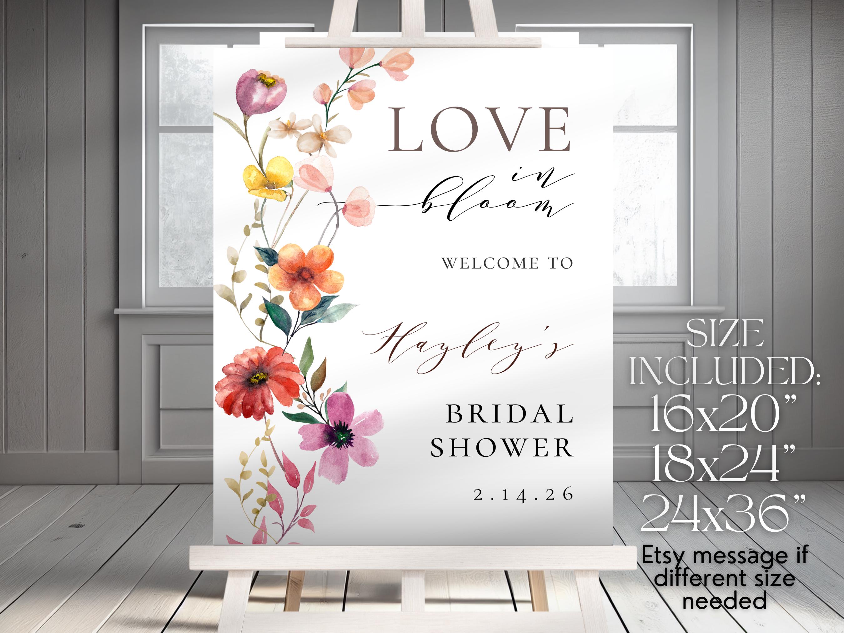 Wildflower Bridal Shower Welcome Poster | Editable Floral Sign ...
