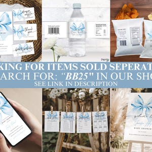 Blue Ribbon Baby Shower Invitation Template, Ribbon Bow Theme, Blue Boy ...