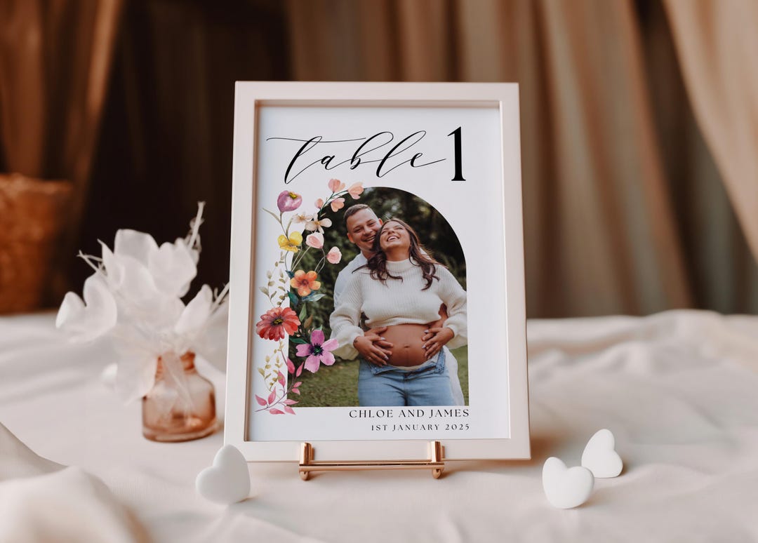 Floral Baby Shower Table Numbers, Editable Template (5x7, 4x6) - Etsy