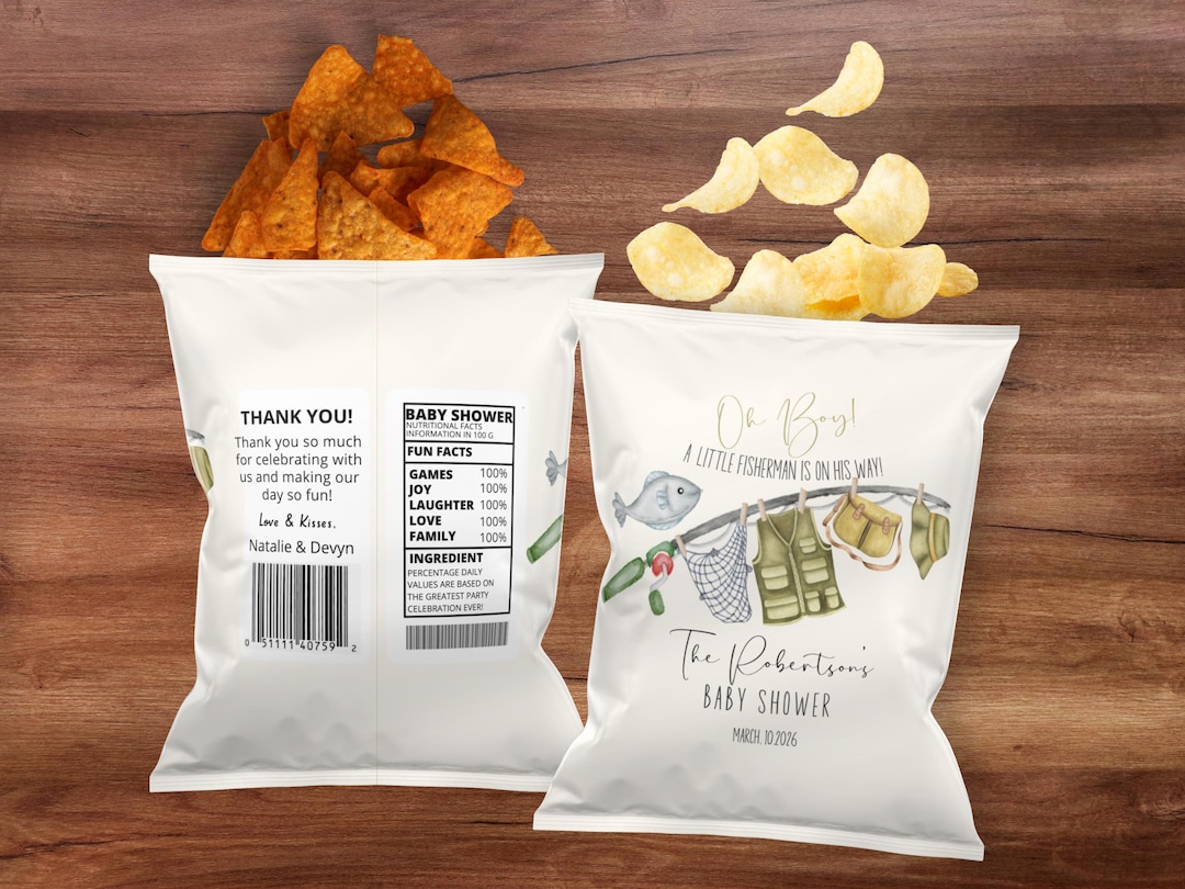 Fisherman Chip Bag Template, Editable Oh Boy Fisherman DIY Chip Wrapper ...