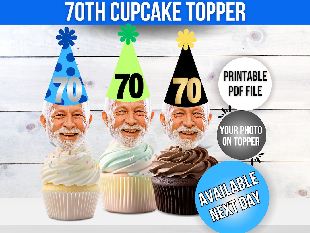 70th Cupcake Topper, Custom 70th Birthday Cupcake Topper, Grandpa ...