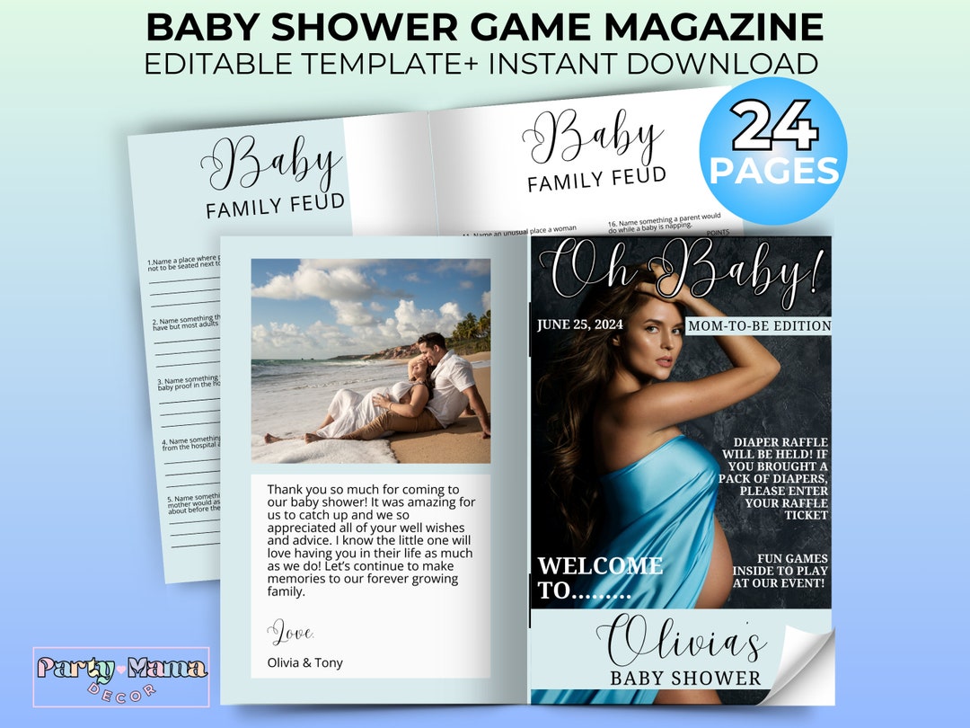 Blue Games Booklet Template for Baby Shower, Baby Shower Games Booklet ...