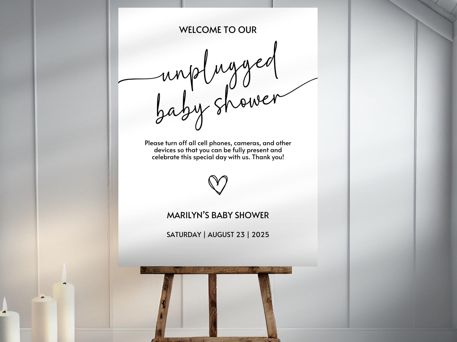 Unplugged Baby Shower Welcome Sign Template, Editable Modern Unplugged ...