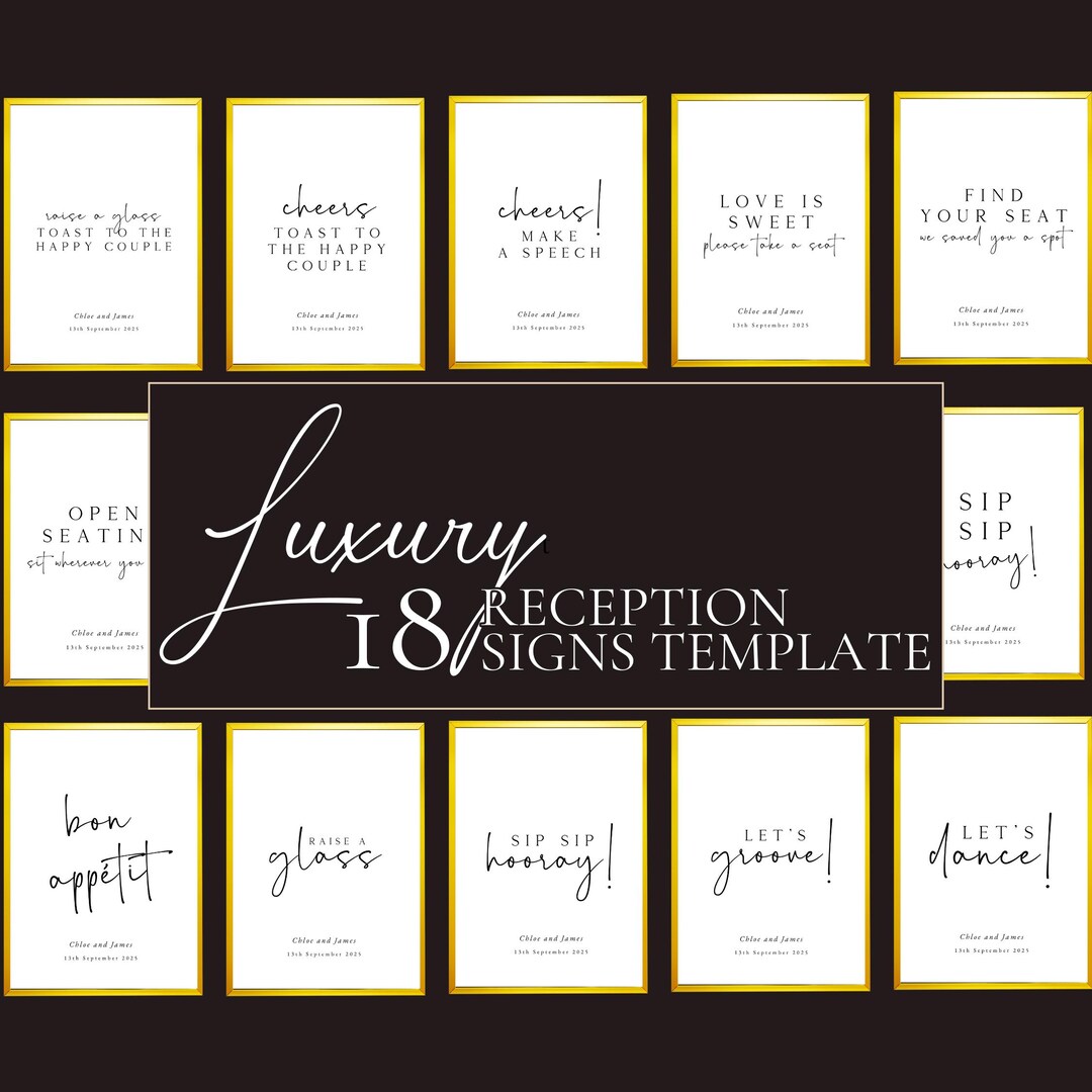 RECEPTION Sign Template, Editable Wedding Reception Sign, 18 Reception ...