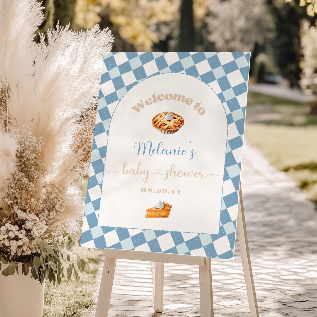 Editable Blue Cutie Pie Welcome Sign for Baby Shower Party, Blue ...