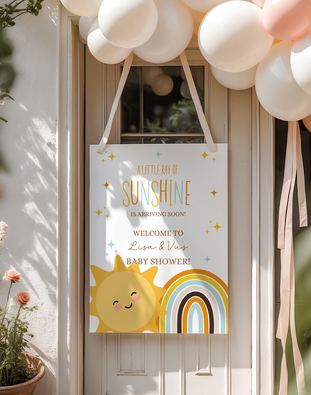 A Little Ray of Sunshine Baby Shower Welcome Sign, Editable Template ...