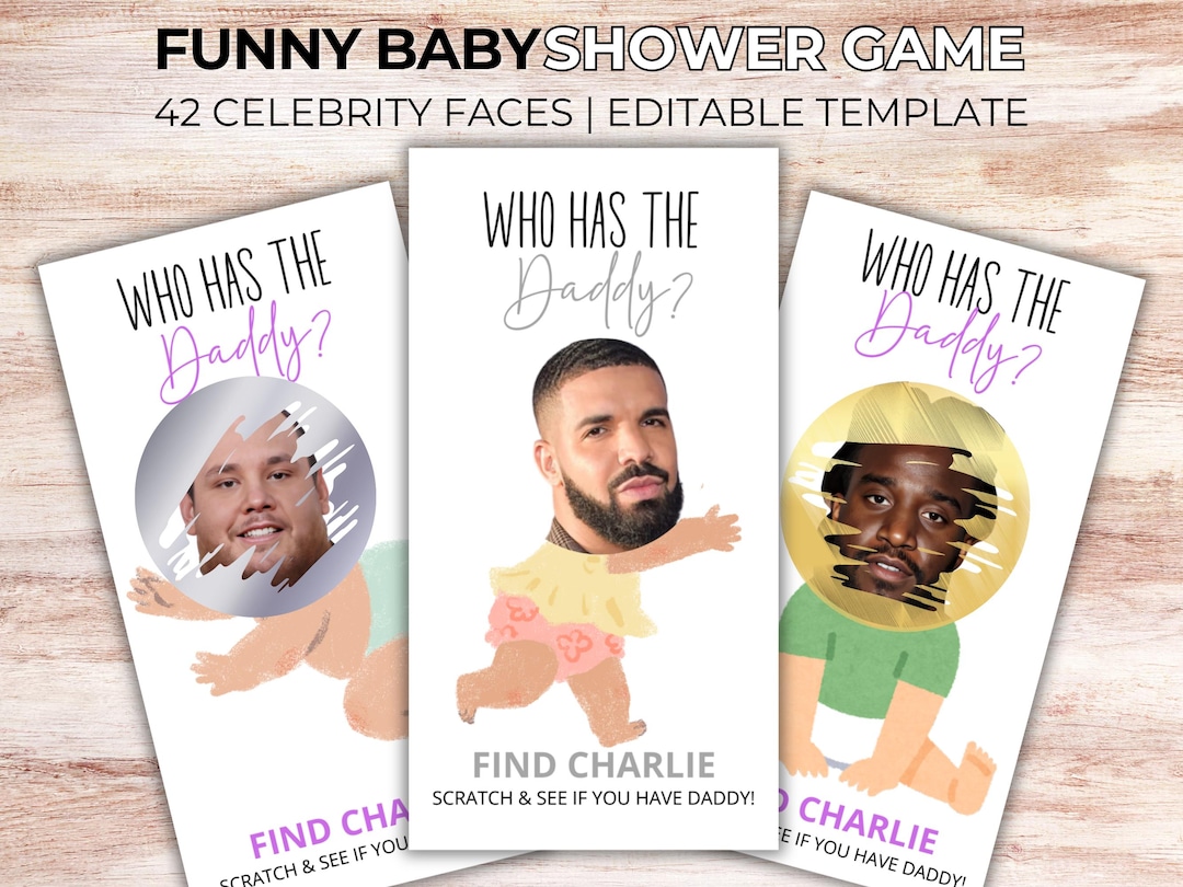 Editable Funny Baby Daddy Game Template, Celebrity Baby Shower Game ...