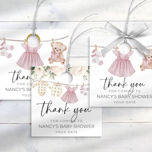 Round Favor Tag Template, Editable Boho Girl Baby Shower Thank You Tag ...