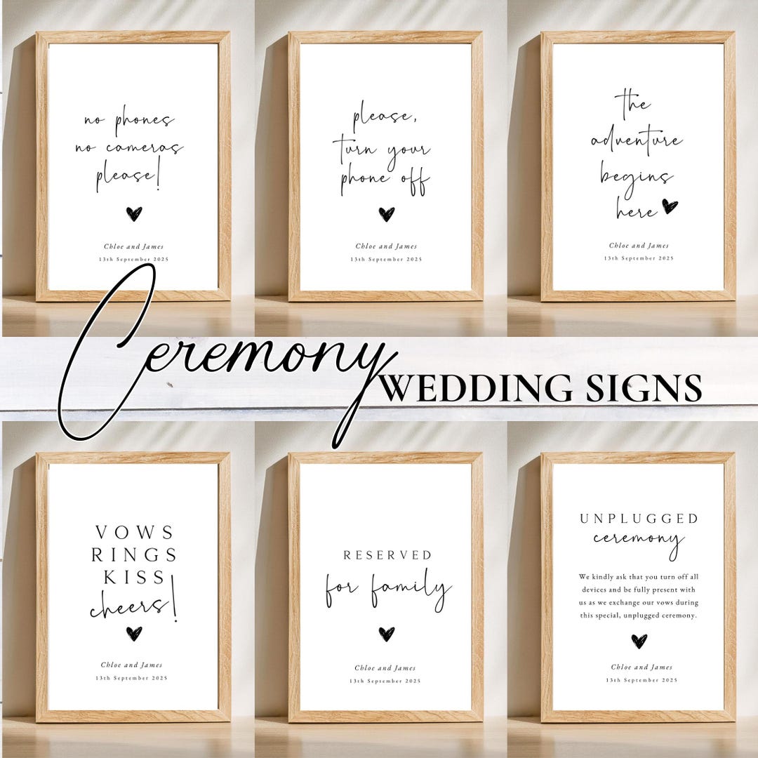 CEREMONY Wedding Sign Bundle, Editable Wedding Sign Templates, Modern ...
