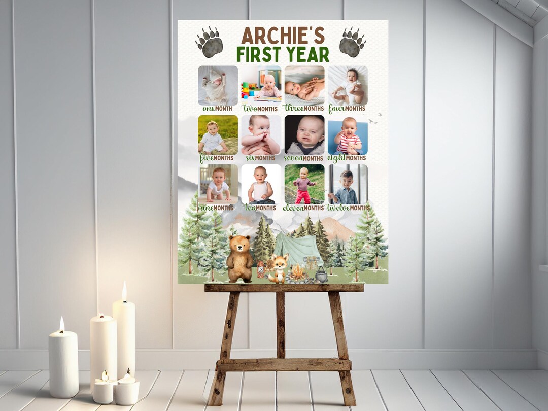 First Year Sign Template, Editable One Happy Camper 1st Year Milestone ...