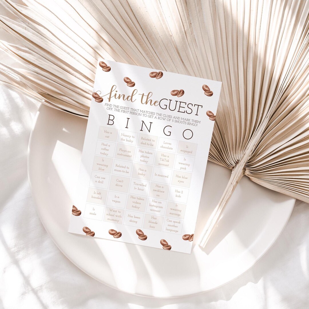 Coffee Baby Shower Bingo, Find the Guest Game (printable PDF) - Etsy