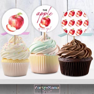 Apple Party Favor Template, Editable the Apple of Our Eye Cupcake ...