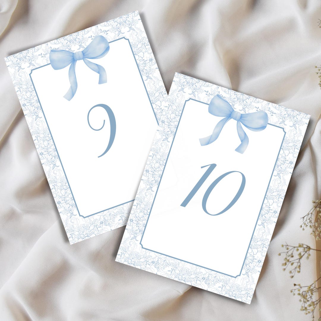 Editable Blue Toile Table Numbers Template, Toile Table Numbers, 5x7 ...