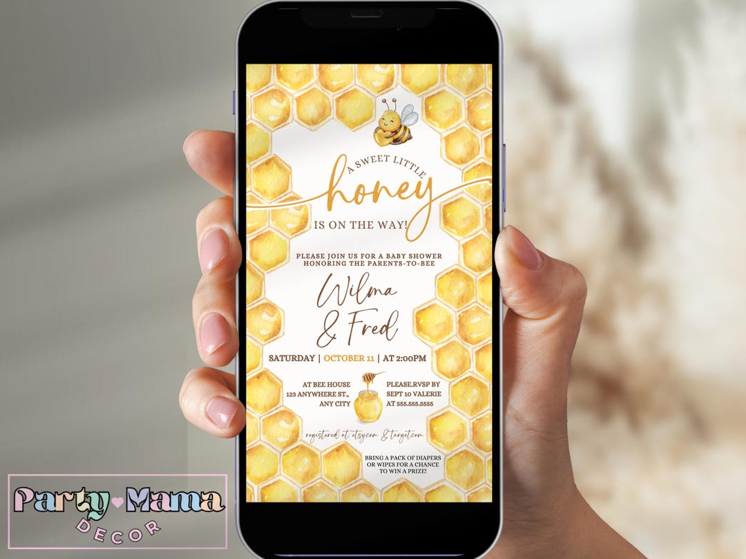 Plantilla de invitación para baby shower con diseño de abeja de miel ...