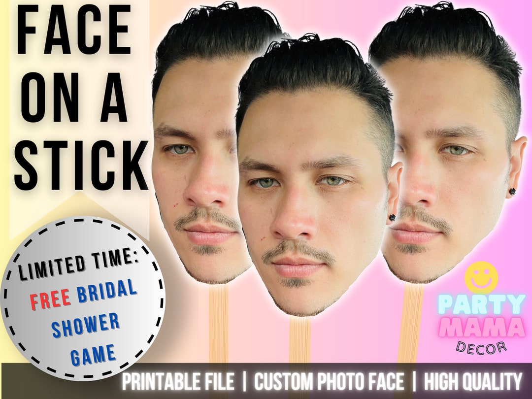 Bachelorette Party Face on a Stick, Printable Prop for Bride, Big Head ...