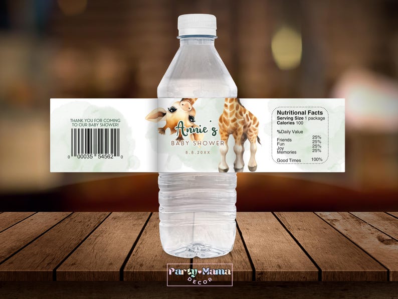 EDITABLE Giraffe Water Bottle Label Template, Oh Hello Baby Shower ...
