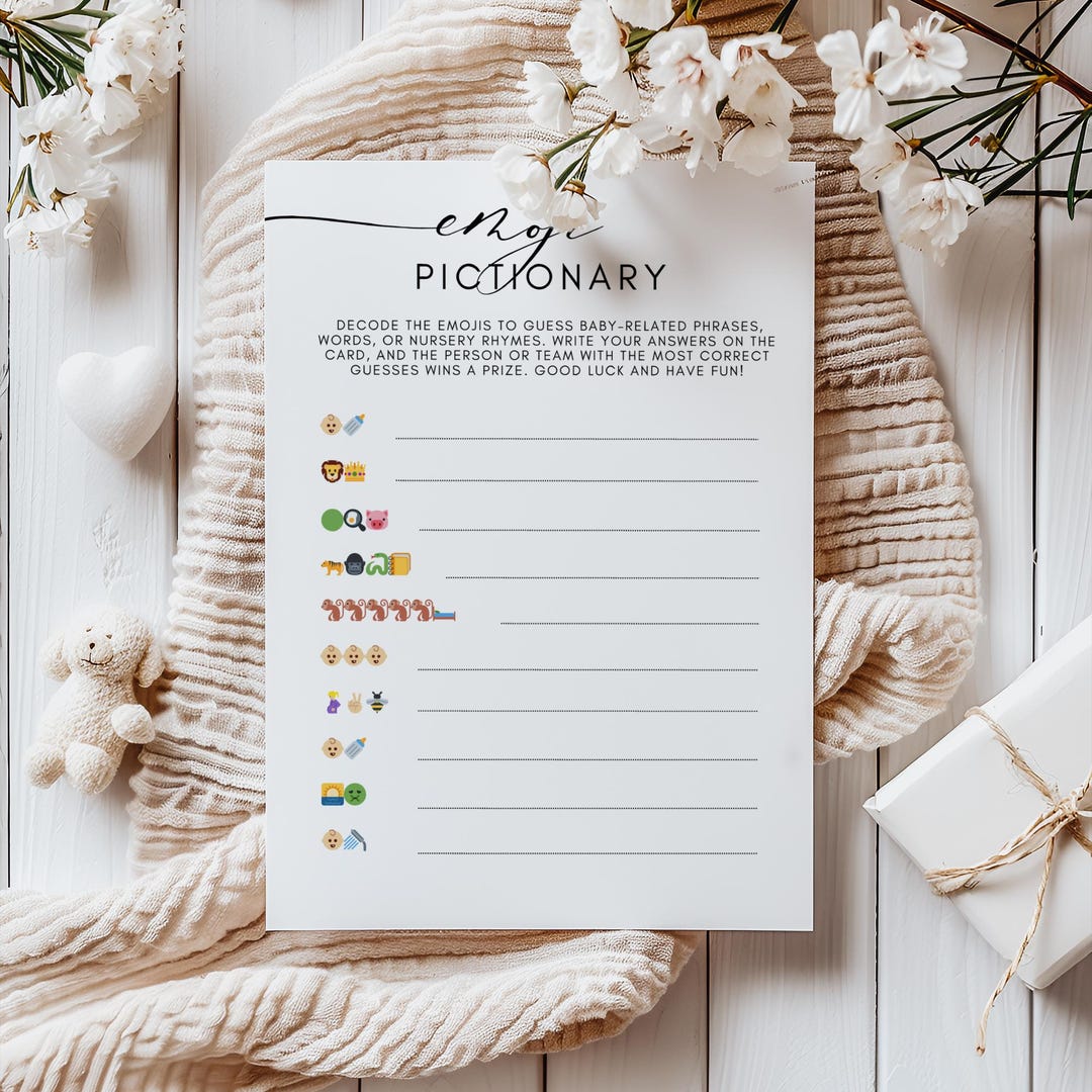 Baby Emoji Pictionary Game Template, Baby Shower Game, Printable ...