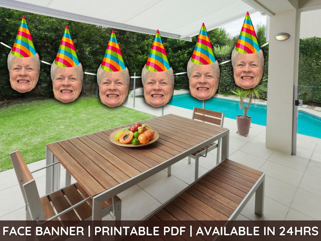 Custom Face Photo Birthday Banner, Personalized Party Decor (printable ...