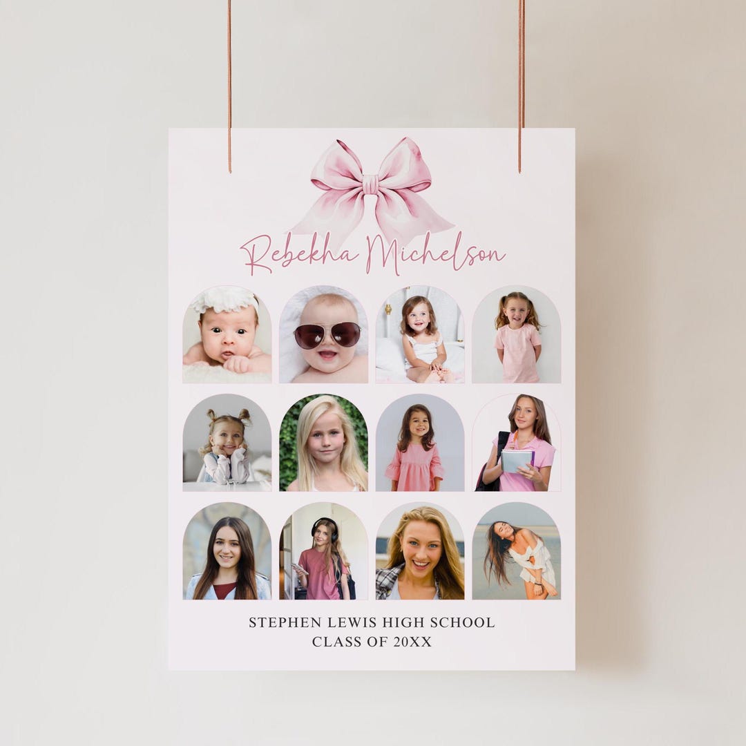 Photo Graduation Board Template, Photo Grad Welcome Sign, Editable ...