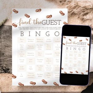 Coffee Baby Shower Bingo, Find the Guest Game (printable PDF) - Etsy