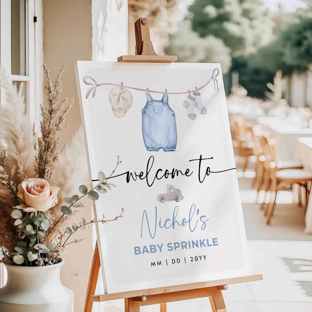 Blue Boy Sprinkle Welcome Sign Template, Baby Shower Welcome Poster, It ...
