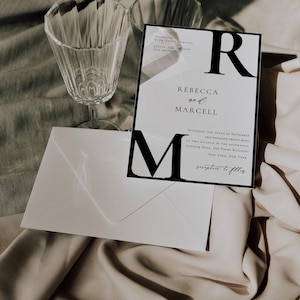 Editable Classy Black and White Wedding Invitation Suite, Includes ...