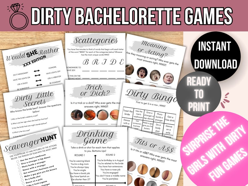 Dirty Bachelorette Party Games, Printable Hens Night (digital Download ...