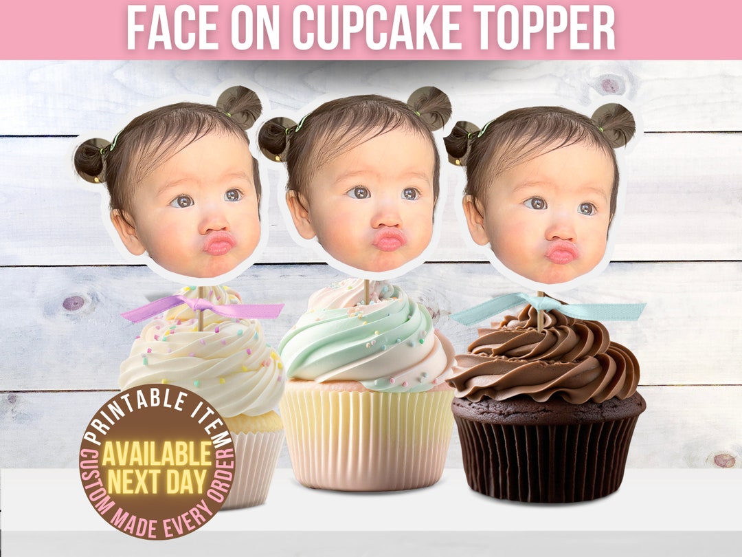Face Cupcake Topper, Custom Cupcake Toppers, DIY Cupcake Topper, 1st ...