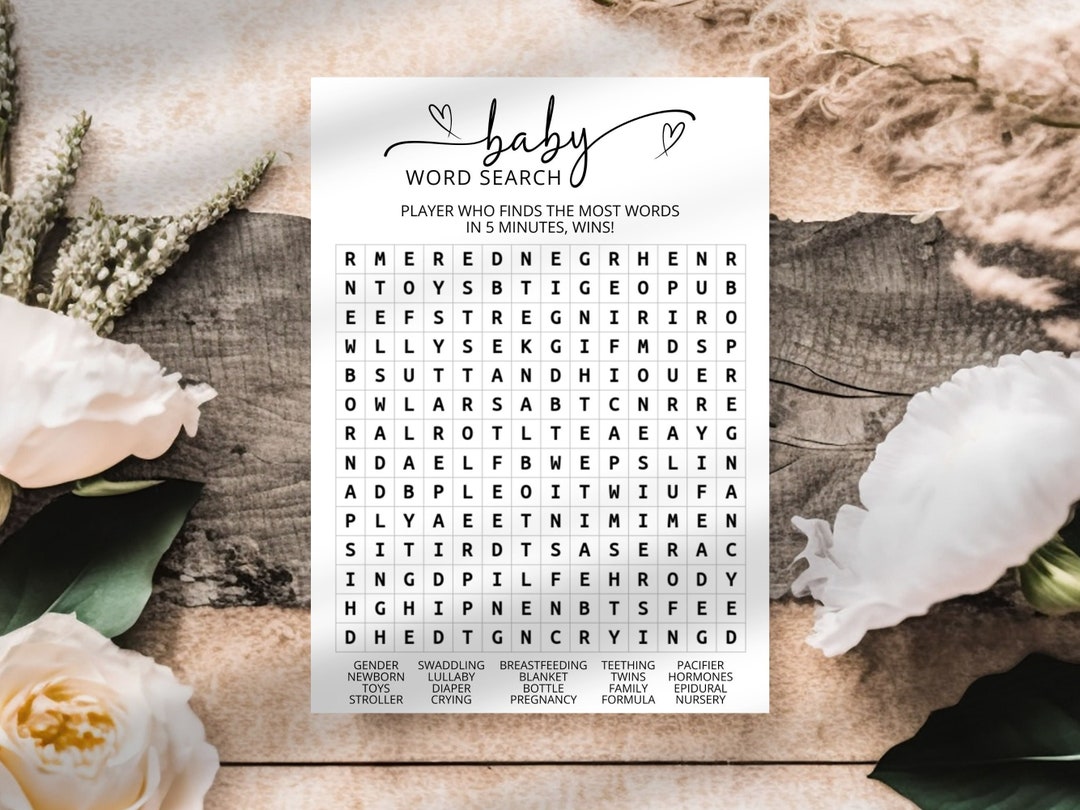 Baby Shower Word Search Game, Editable Baby Word Search Game, Printable ...
