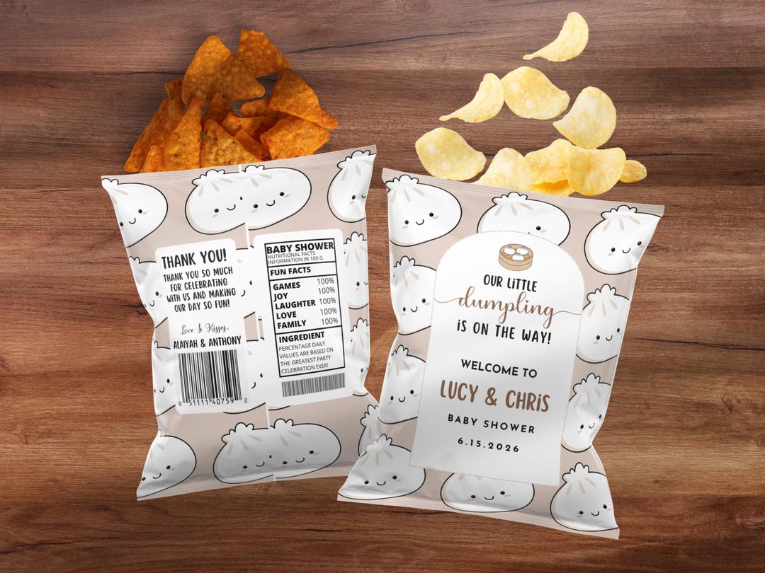 Dumpling Chip Bag Template, Editable DIY Chip Wrapper Printable, Dim ...