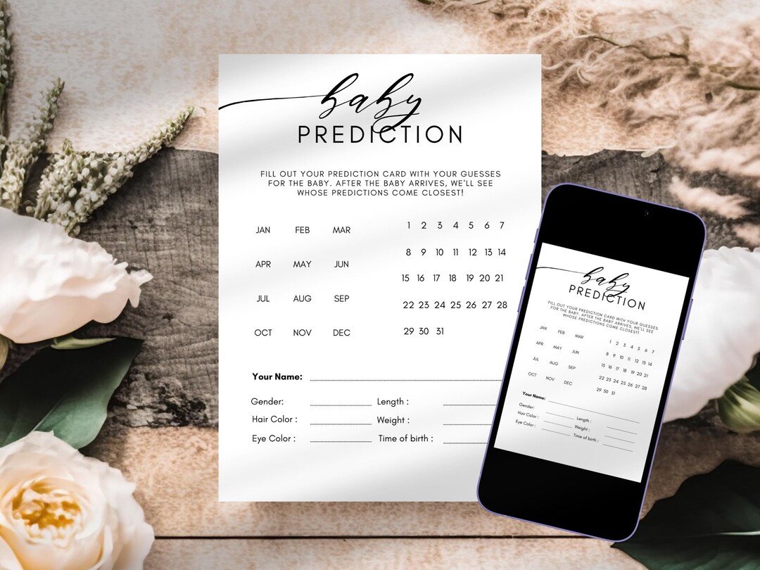 Editable Baby Prediction Game, Baby Shower Games, Printable Editable ...