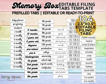 Milestone Sticker Tote Labels DIY Kids File Box Baby Memory Box - Etsy